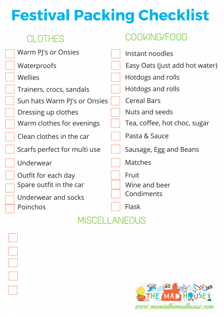Ultimate family packing list for festivals | Mum In The Madhouse
