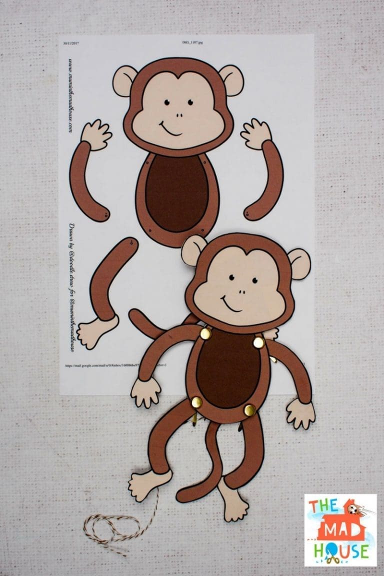 Easy Monkey Paper Puppet with Templates - Mum In The Madhouse