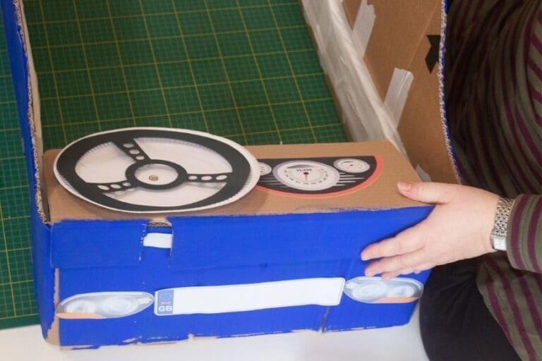 How to Make a Foldable Cardboard Box Car with free printables - Mum In ...