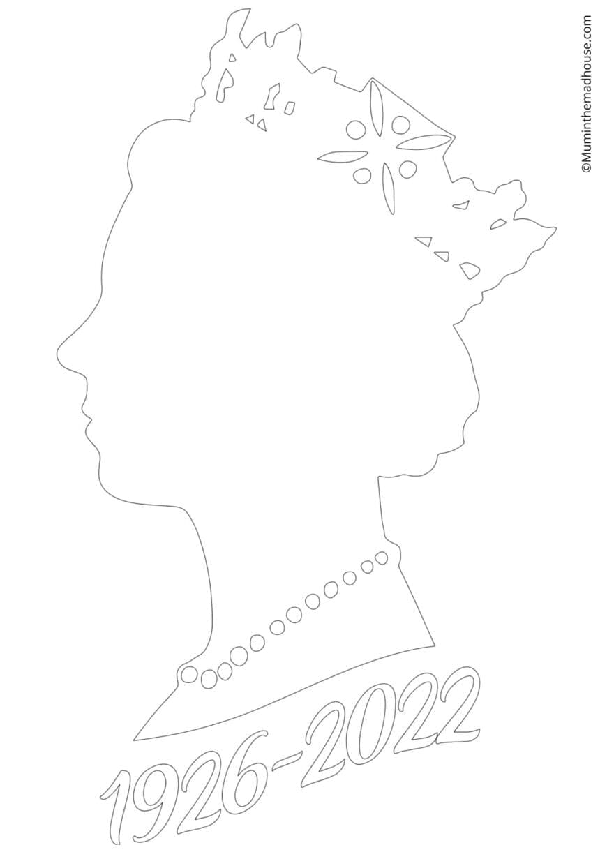 Remembering Queen Elizabeth II Colouring Poster - Mum In The Madhouse