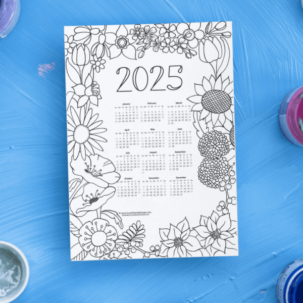 2025 Floral Colouring Calendar | Free Printable and Creative Design