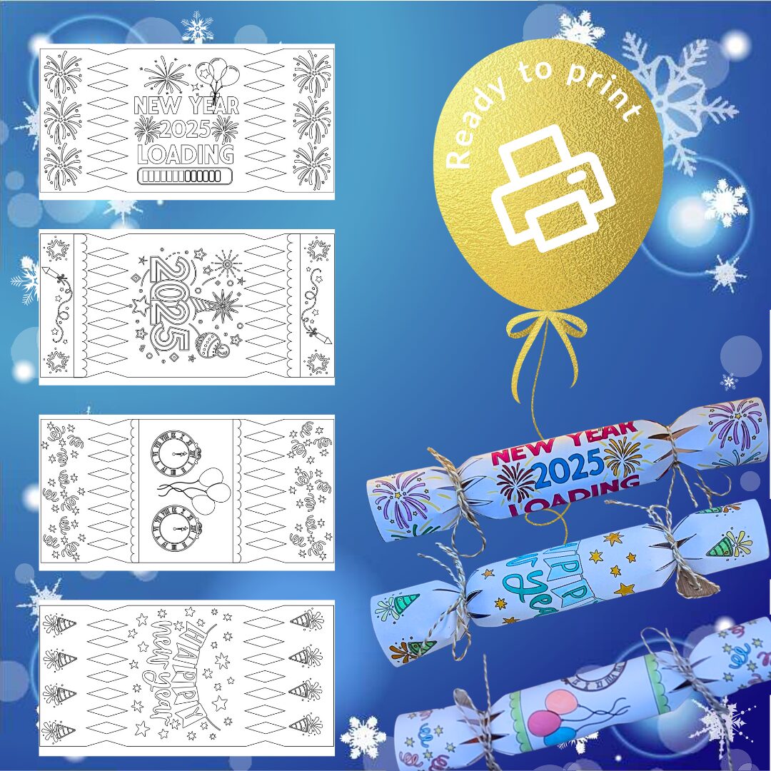 New Year Crackers to Colour | Mum In The Madhouse