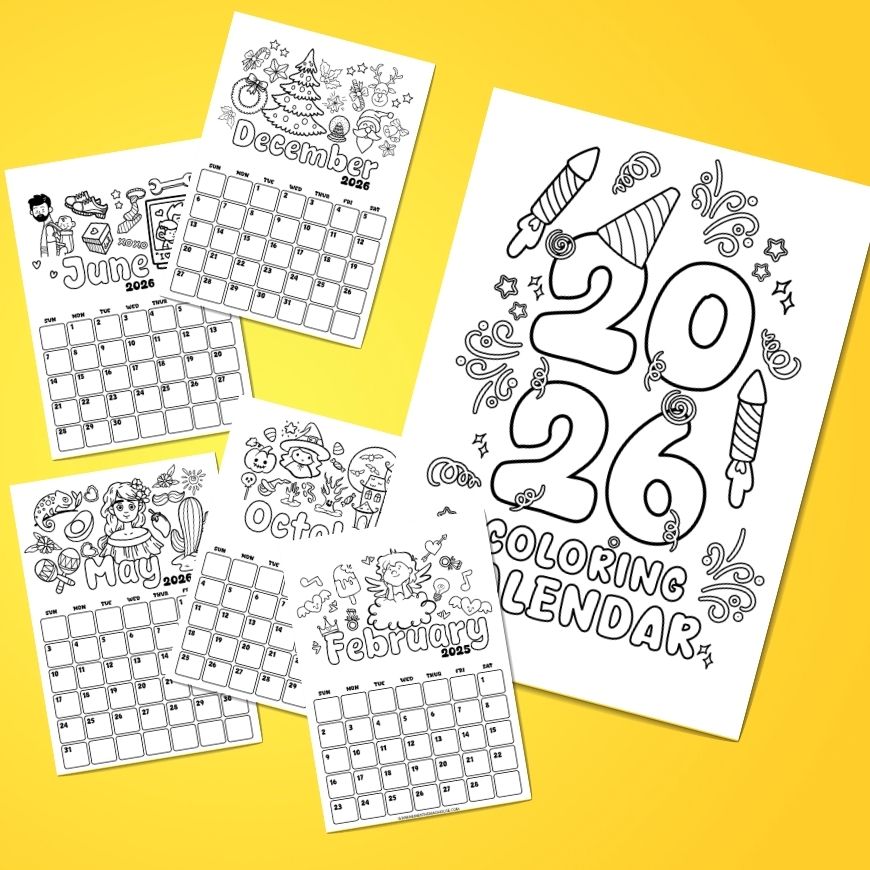 Monthly Colouring Calendar 2026 – Free Printable | Mum In The Madhouse