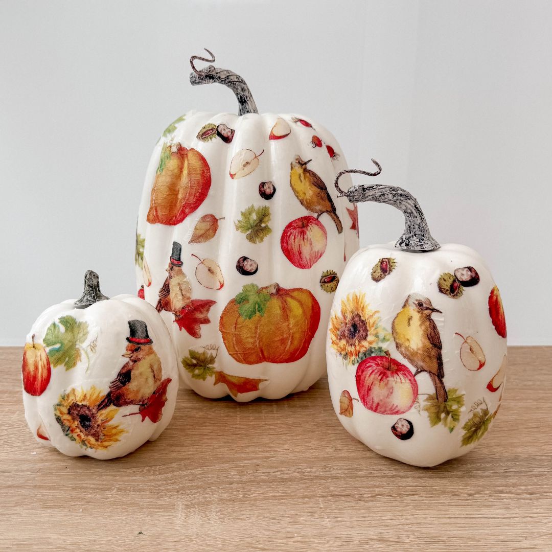 Easy Decoupage Pumpkins – No Carve Napkin Craft Idea