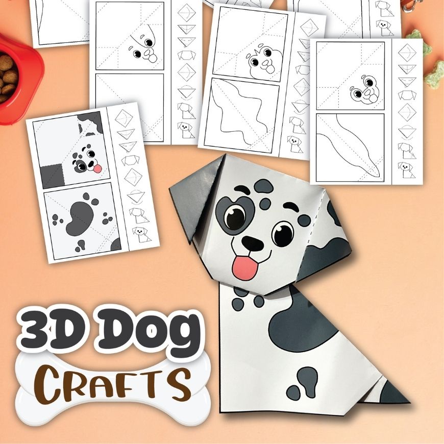 3D Dog Origami Craft – Free Printable Paper Dog for Kids