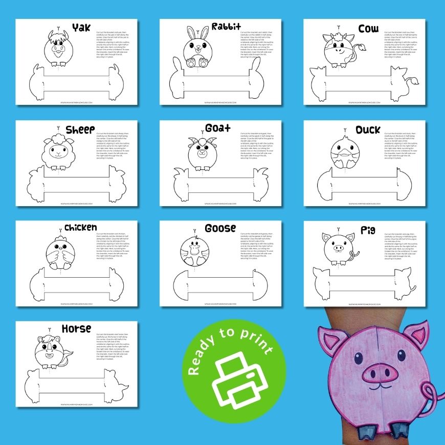Download Your Free Farm Animal Paper Bracelets | Mum In The Madhouse